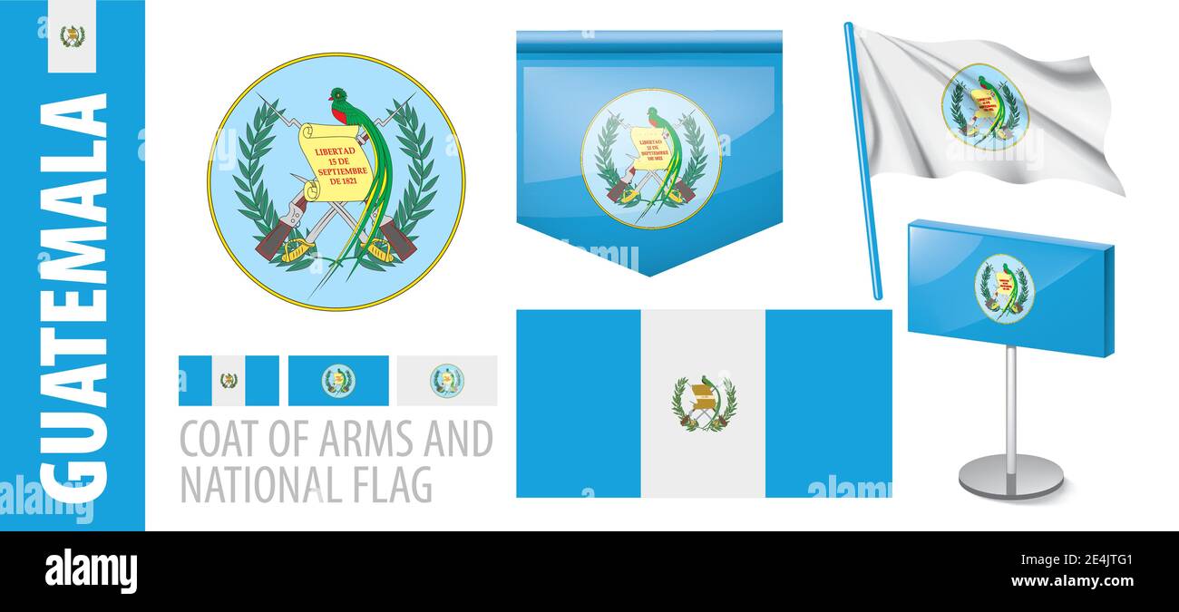 Vector set of the coat of arms and national flag of Guatemala Stock ...