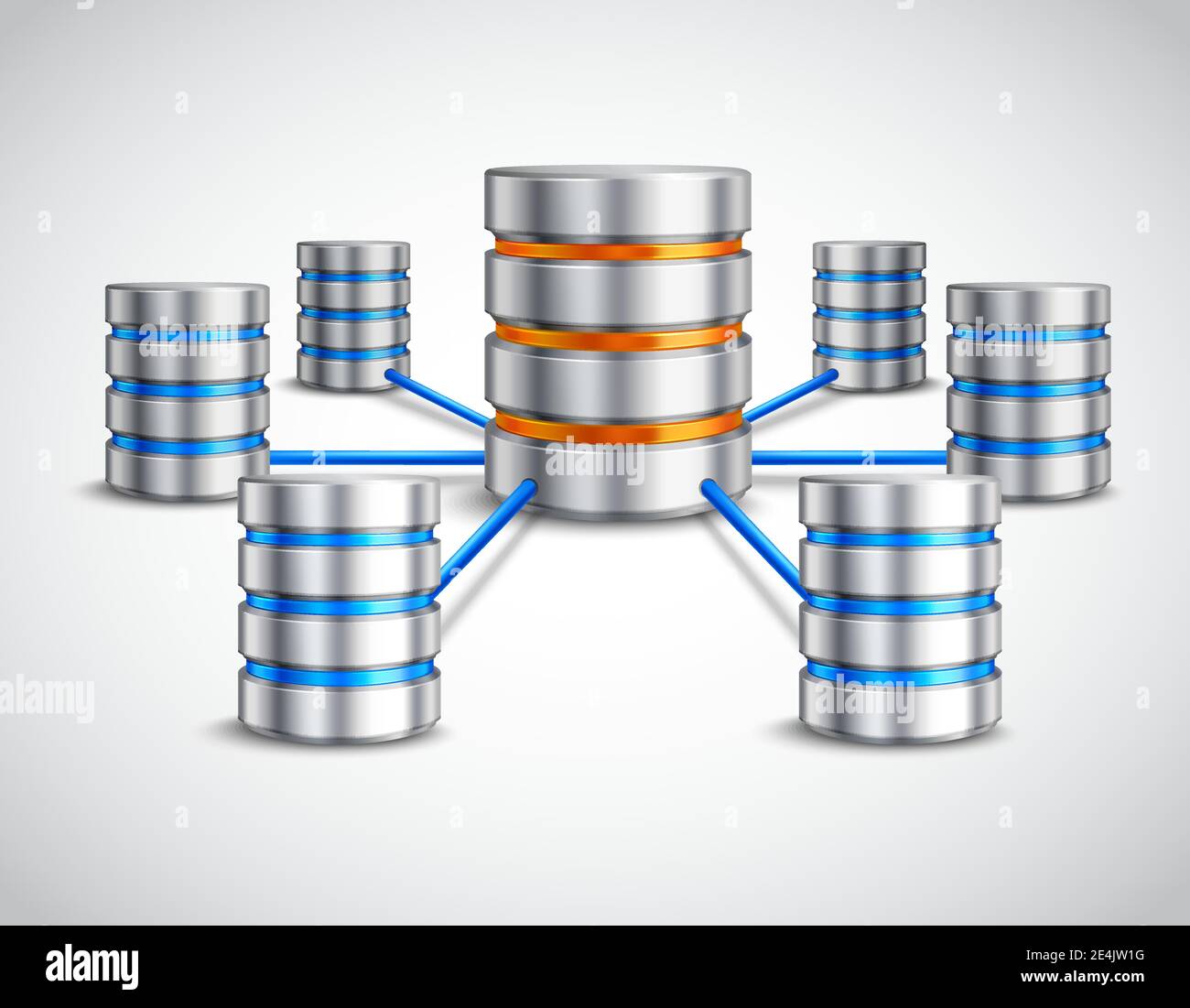 Network database concept with hosting data devices connected realistic ...