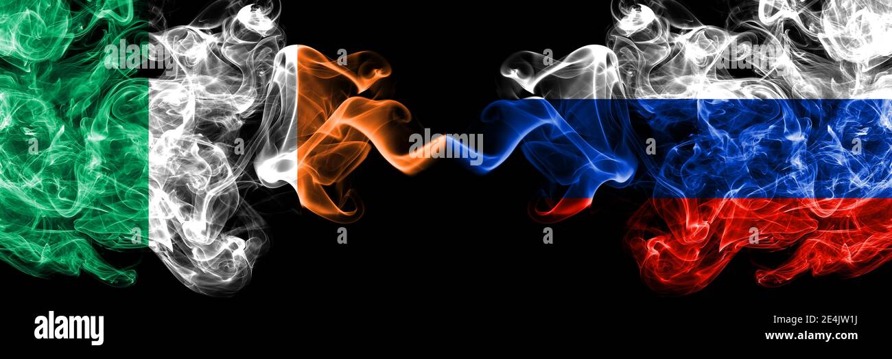 Republic of Ireland, Irish vs Russia, Russian smoky mystic flags placed ...