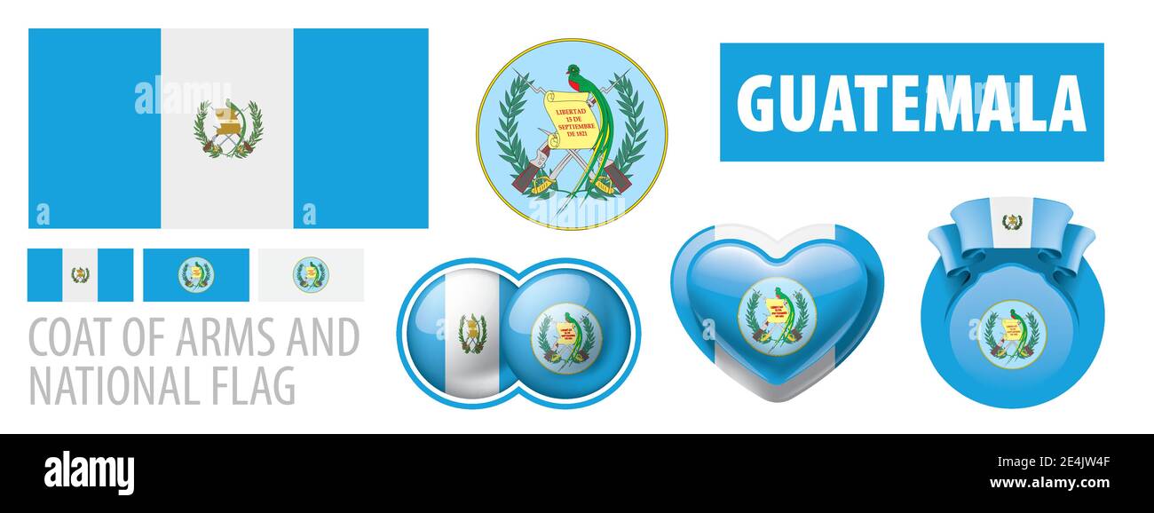 Vector set of the coat of arms and national flag of Guatemala Stock ...