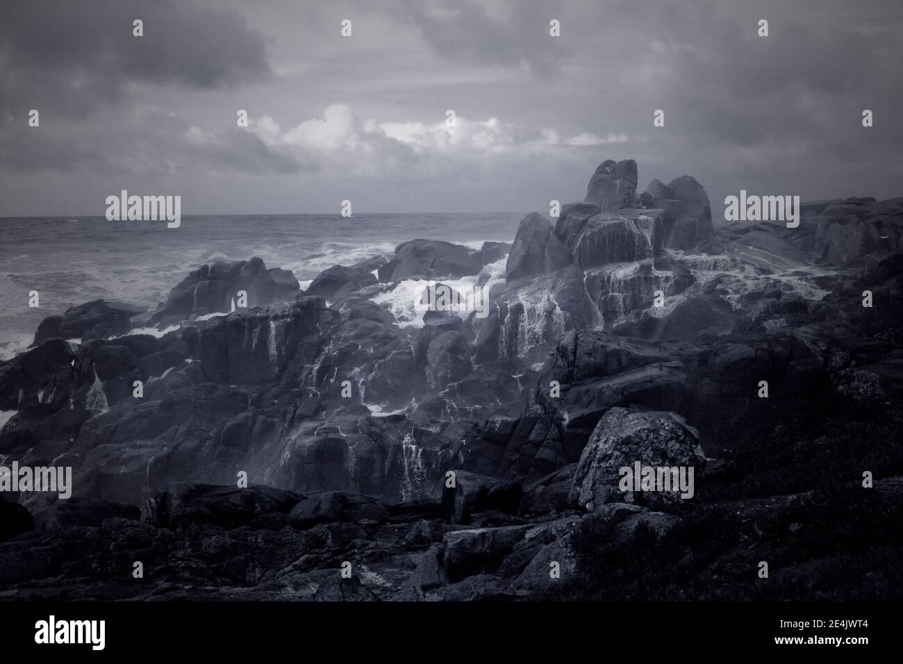 Top of a boulder flooded with salt water after being hit by a storm ...