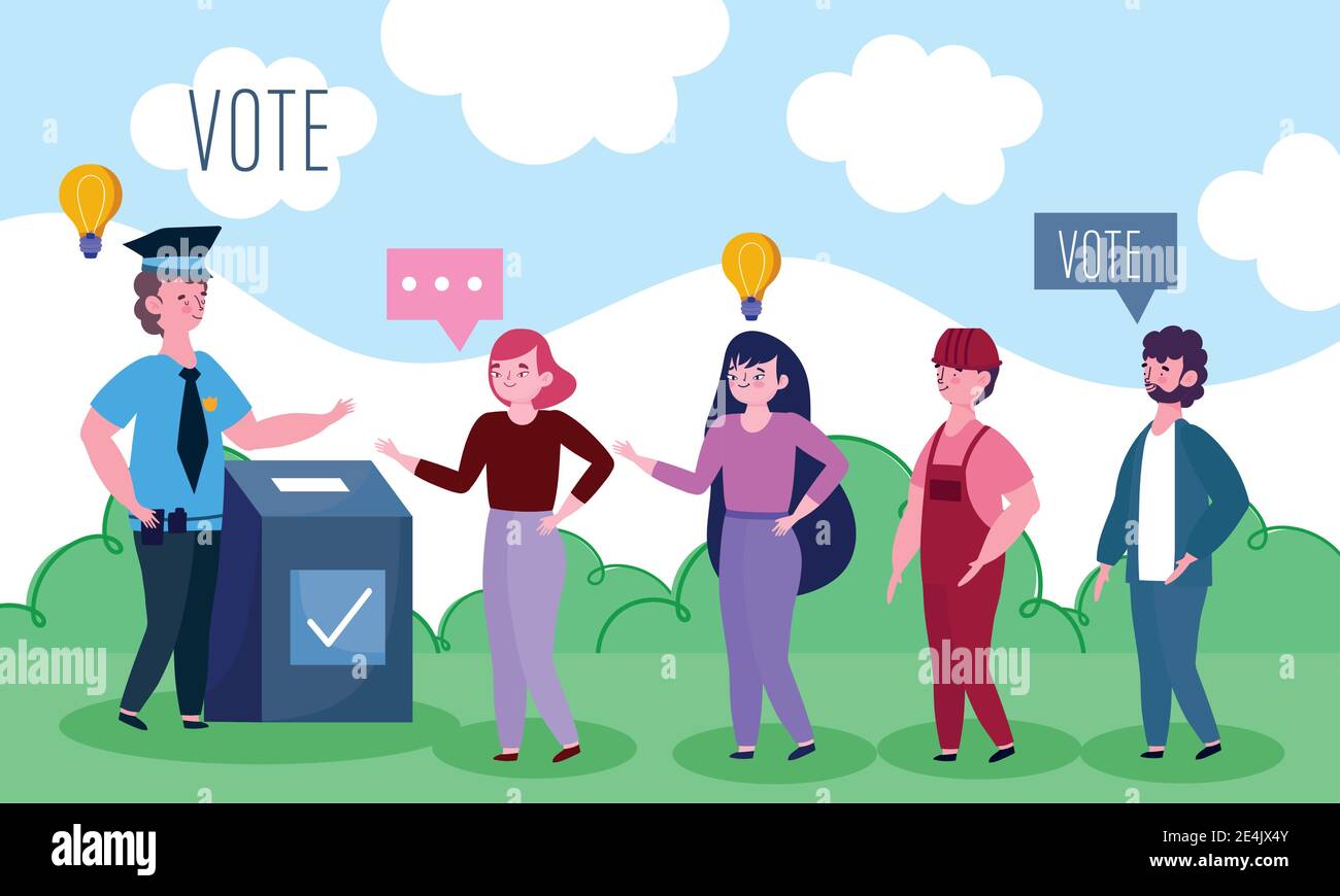 people stand in a long queue to cast vote in the election vector ...