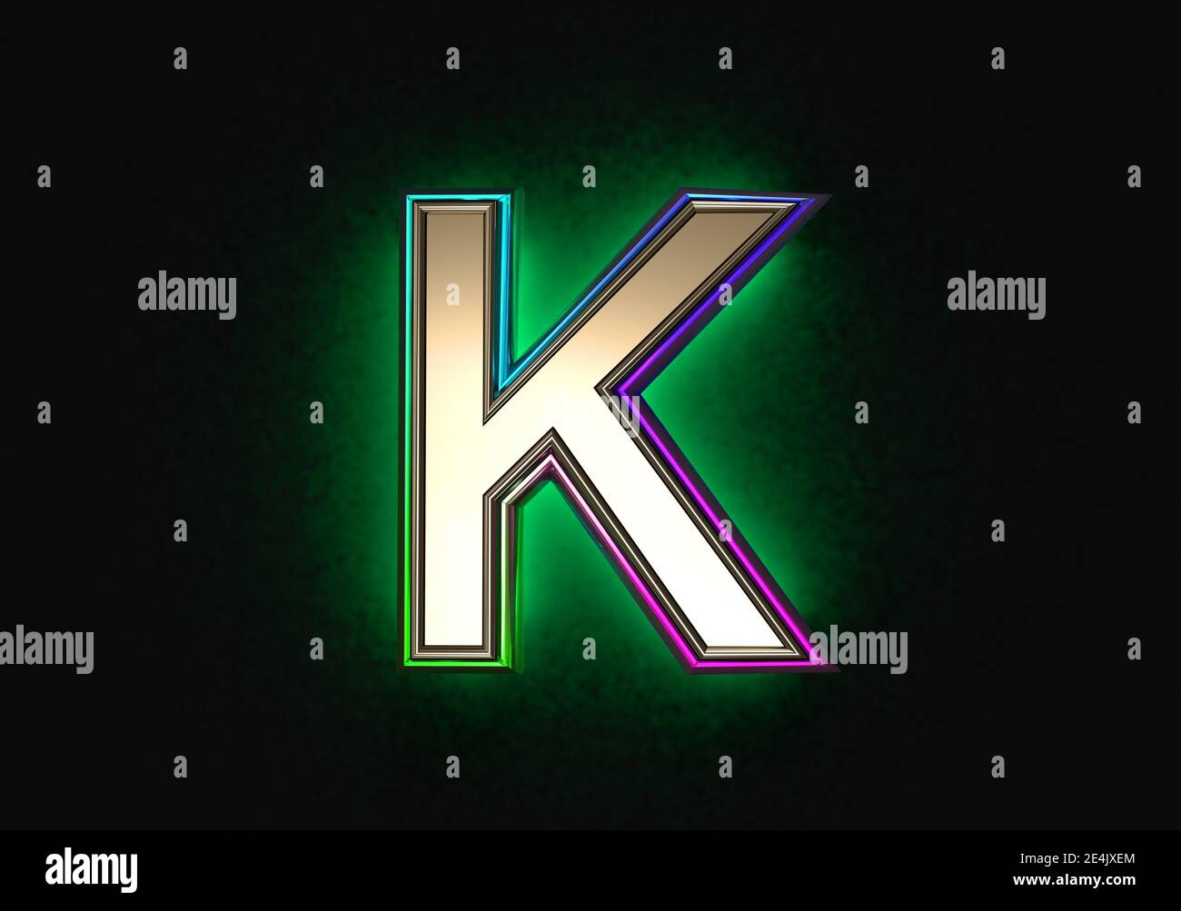 Grey metallic with colorful dichroic glass outline and green backlight ...