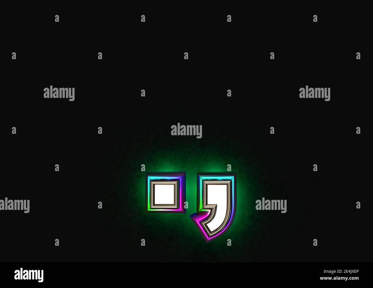 Grey metalline with colorful dichroic film outline and green backlight ...