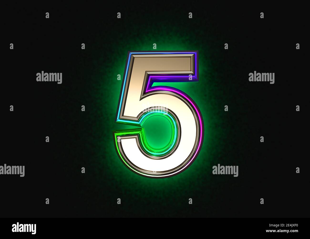 Grey metalline with colorful dichroic film outline and green backlight ...