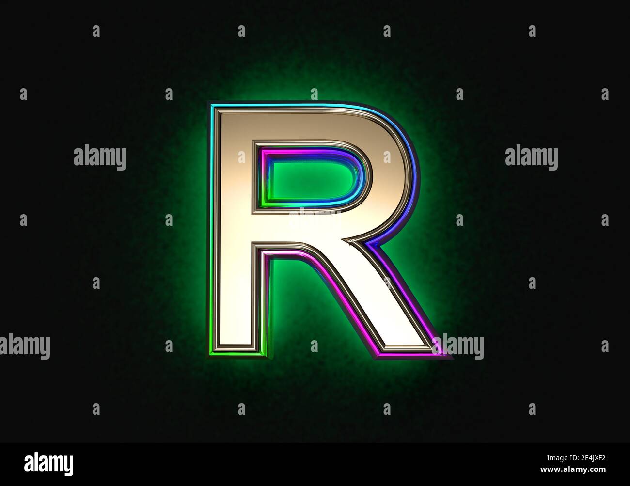 Grey metalline with colorful dichroic film outline and green backlight ...