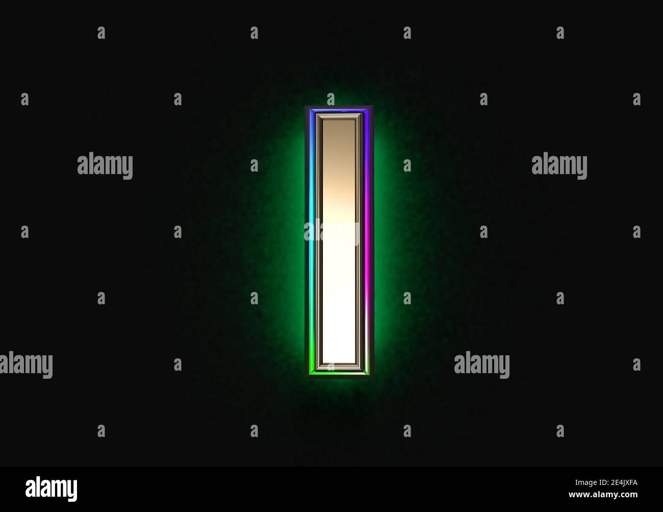 Grey metallic with colorful dichroic glass outline and green backlight ...
