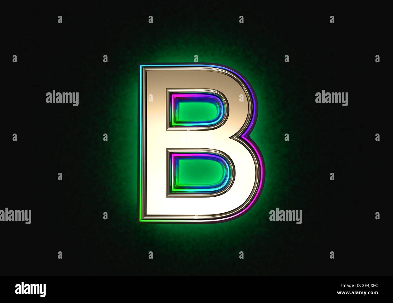 Grey metalline with colorful dichroic film outline and green backlight ...