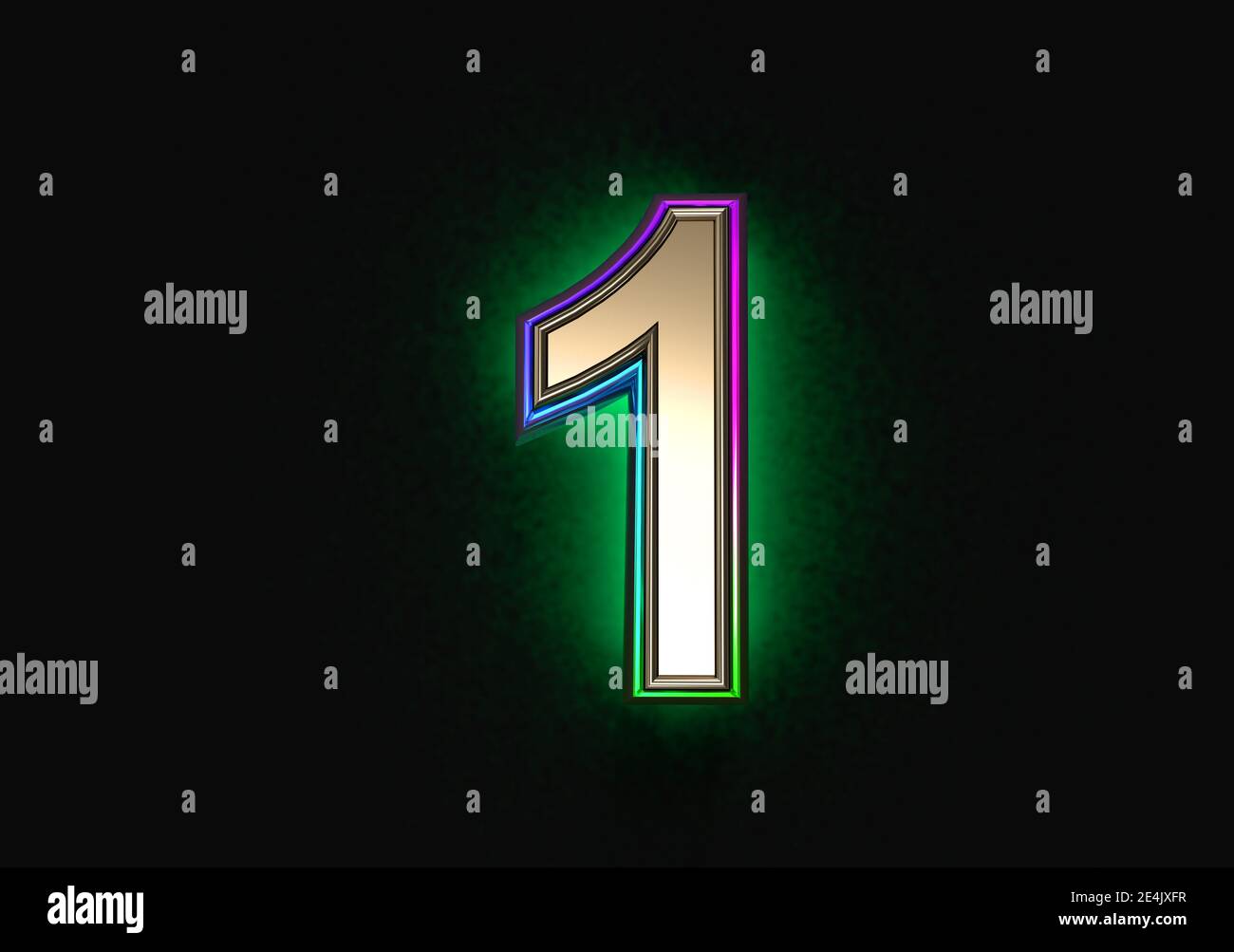 Grey metal with colorful dichroic film outline and green backlight ...