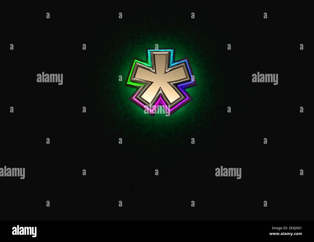 Grey metal with colorful dichroic film outline and green backlight ...