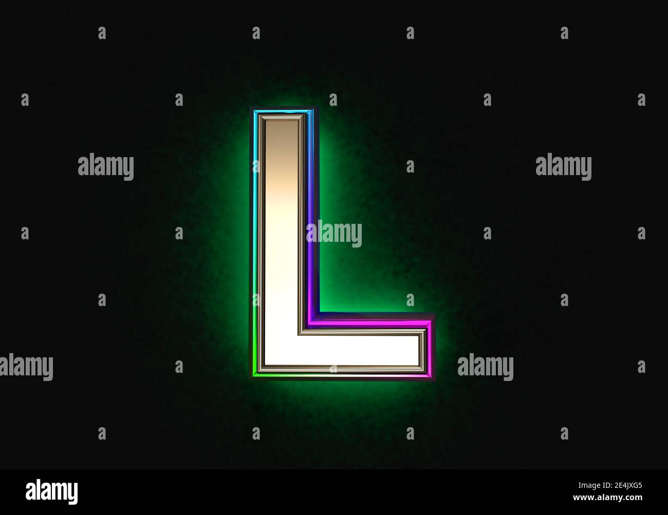 Grey brassy with colorful dichroic film outline and green backlight ...