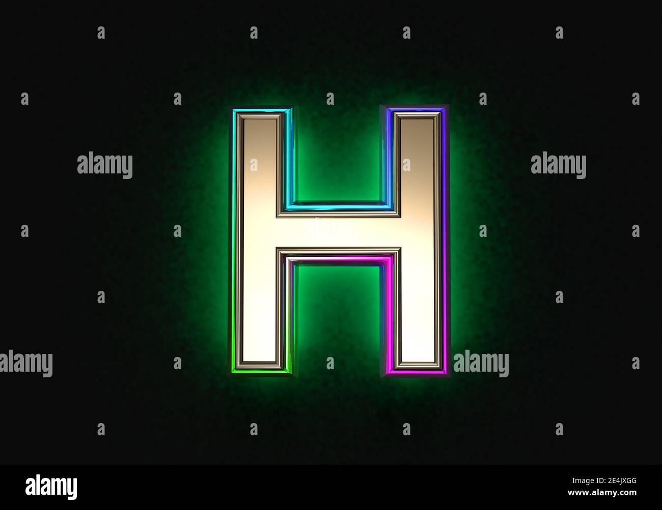 Grey brassy with colorful dichroic film outline and green backlight ...