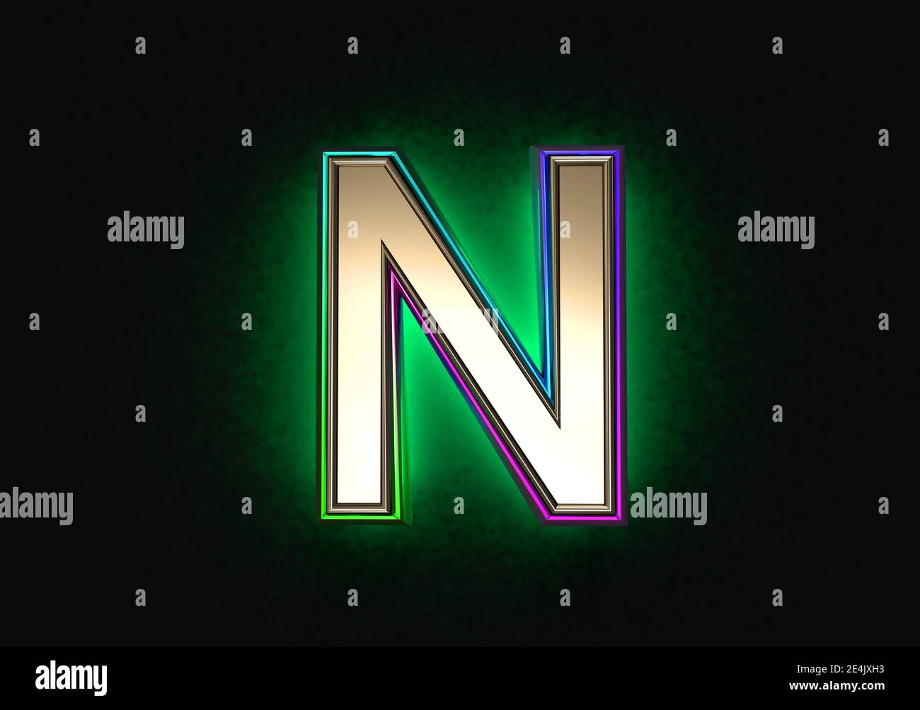 Grey brassy with colorful dichroic glass outline and green backlight ...