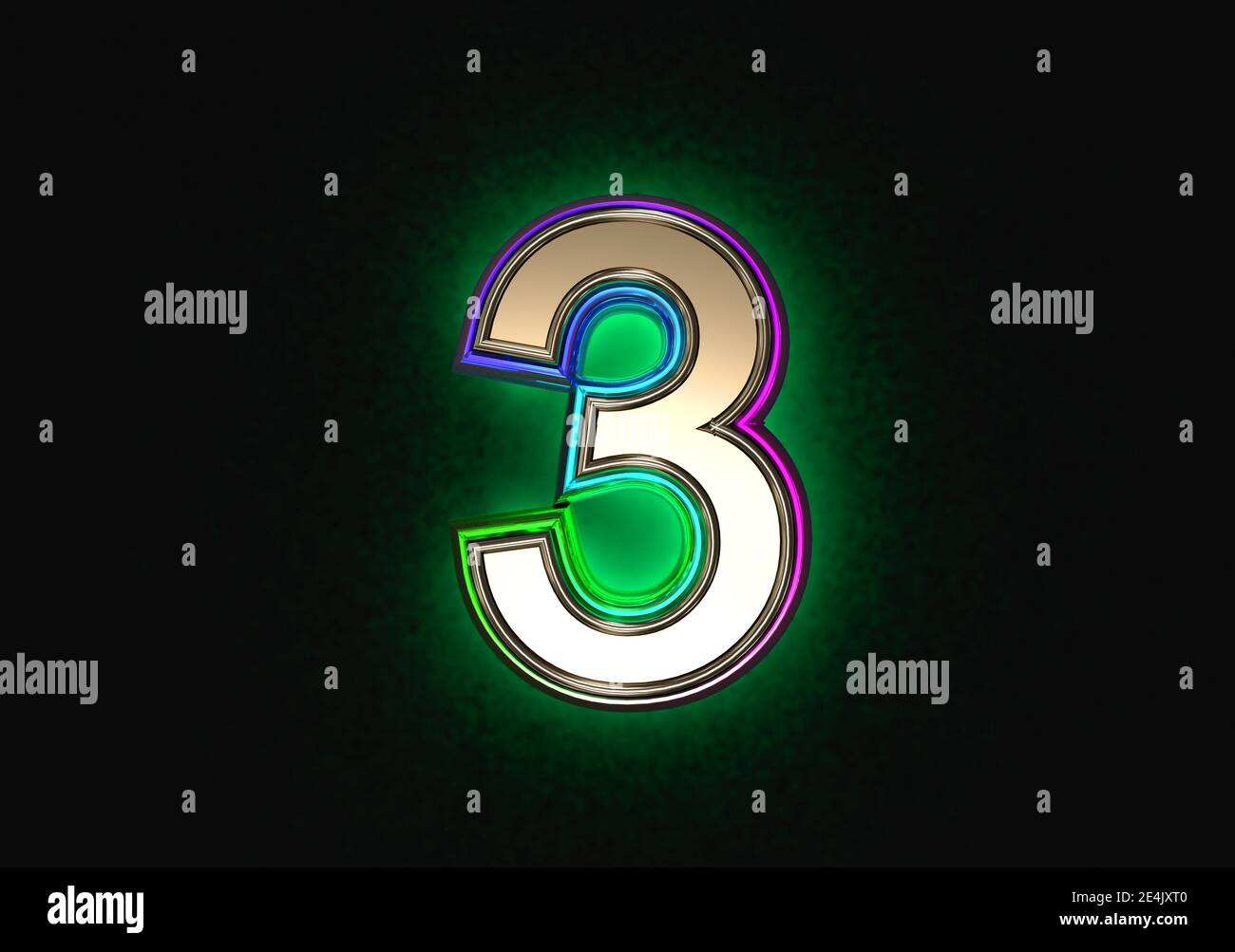 Grey metal with colorful dichroic glass outline and green backlight ...