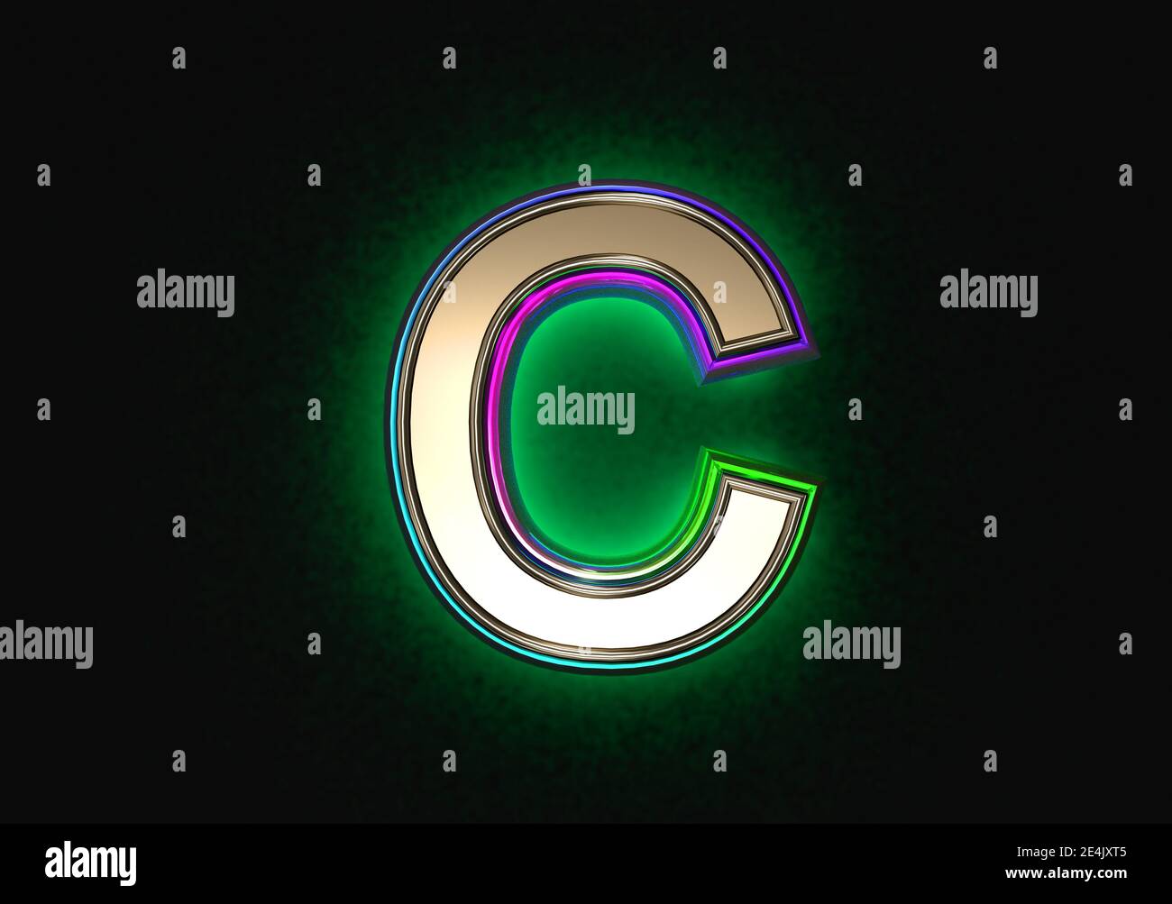 Grey metallic with colorful dichroic glass outline and green backlight ...