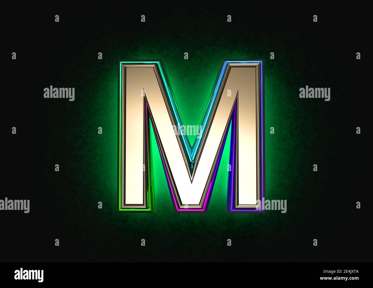 Grey metalline with colorful dichroic film outline and green backlight ...