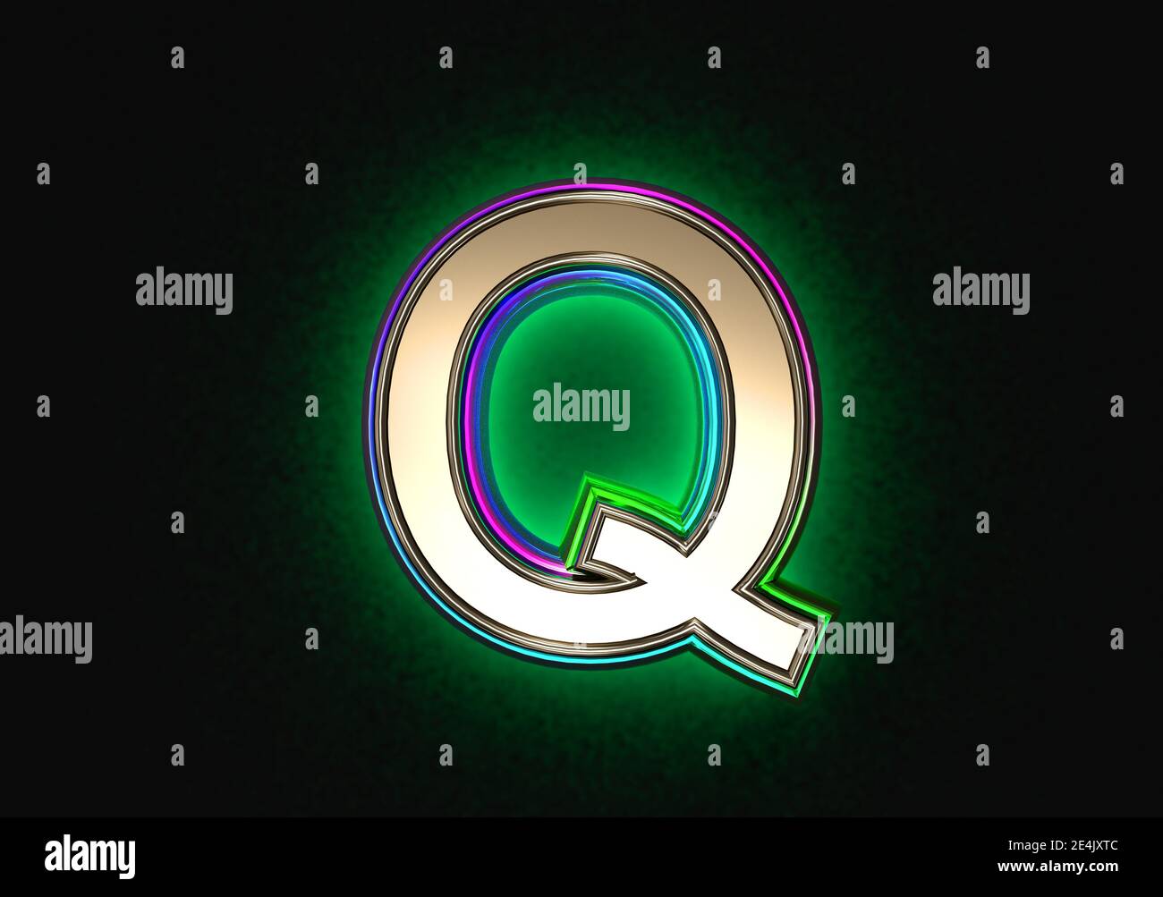 Grey metalline with colorful dichroic film outline and green backlight ...