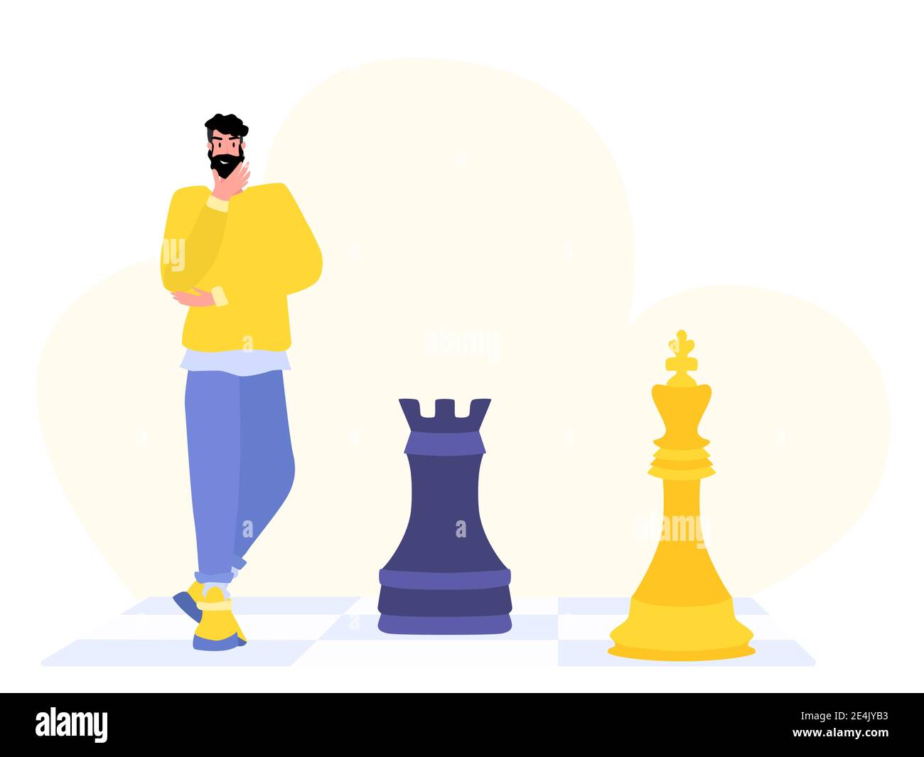 Chess game. Trendy flat illustration. People play chess.Teamwork and ...