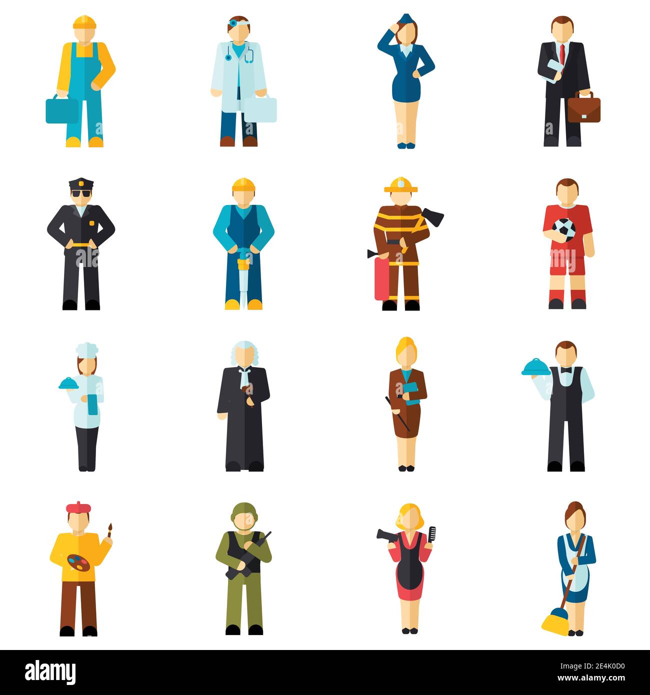Avatar professions flat avatars set with fireman pilot worker doctor ...