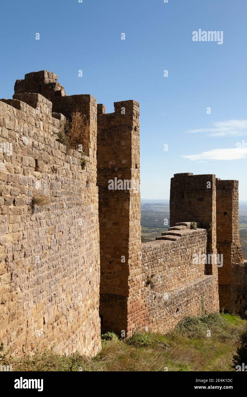 Defensive outer wall of the medieval Castle of Loarre, Aragonese castle ...
