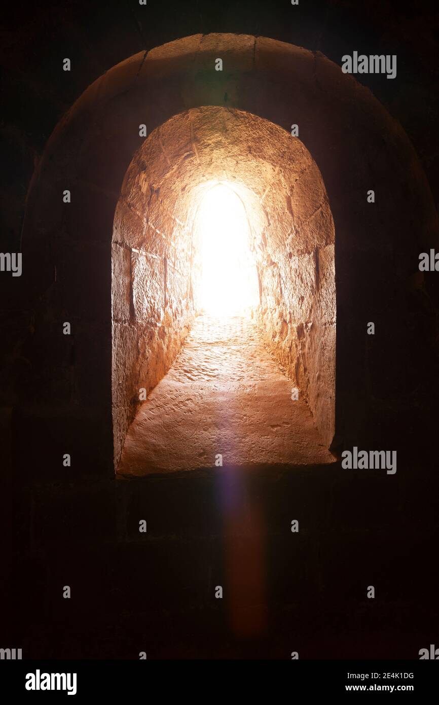 Interior window of the medieval Castle of Loarre, Aragonese castle from ...