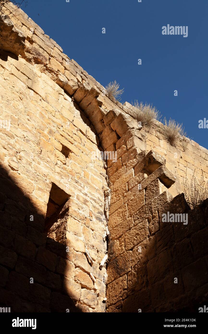Interior wall of the medieval Castle of Loarre, Aragonese castle from ...