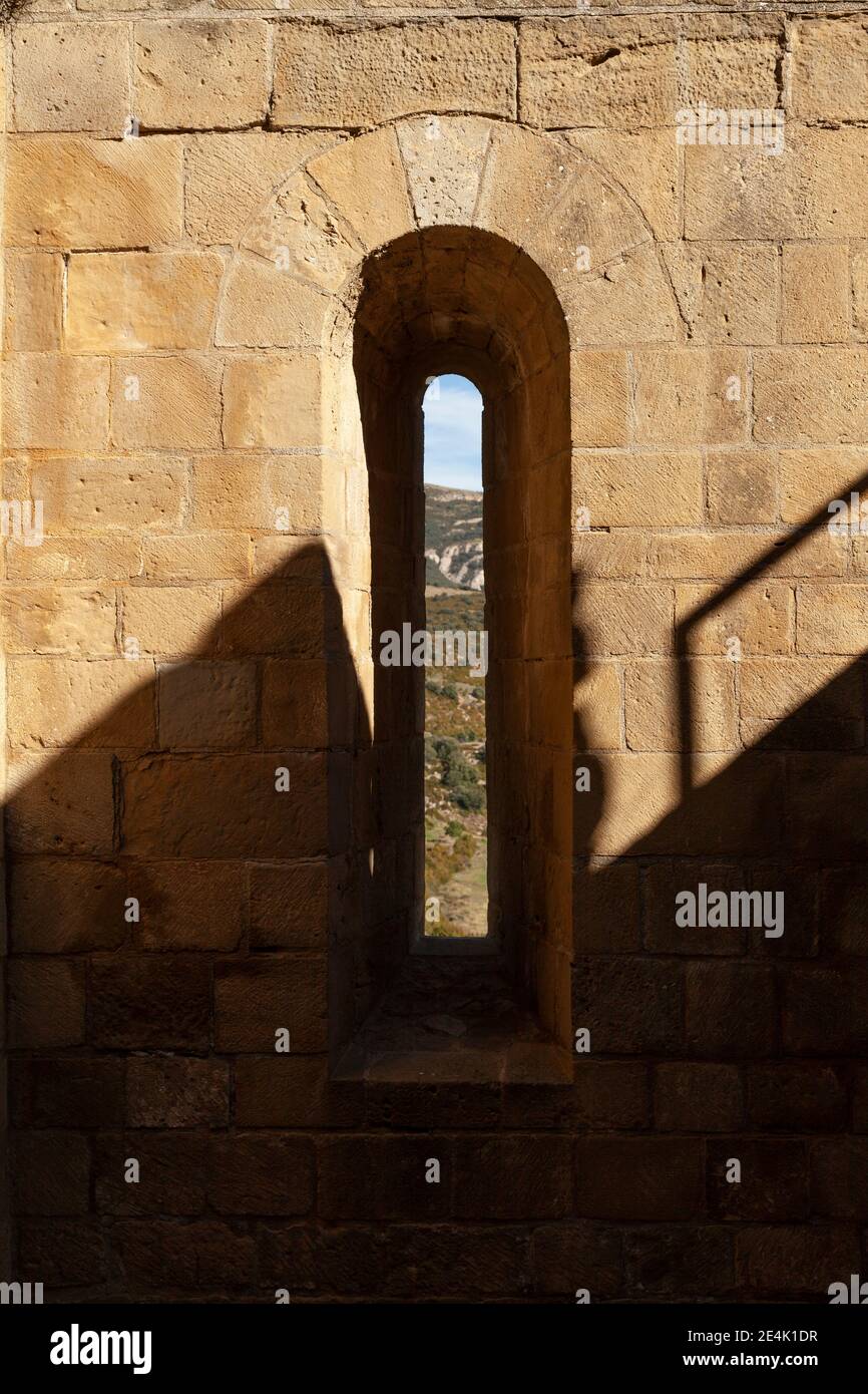 Interior wall of the medieval Castle of Loarre, Aragonese castle from ...