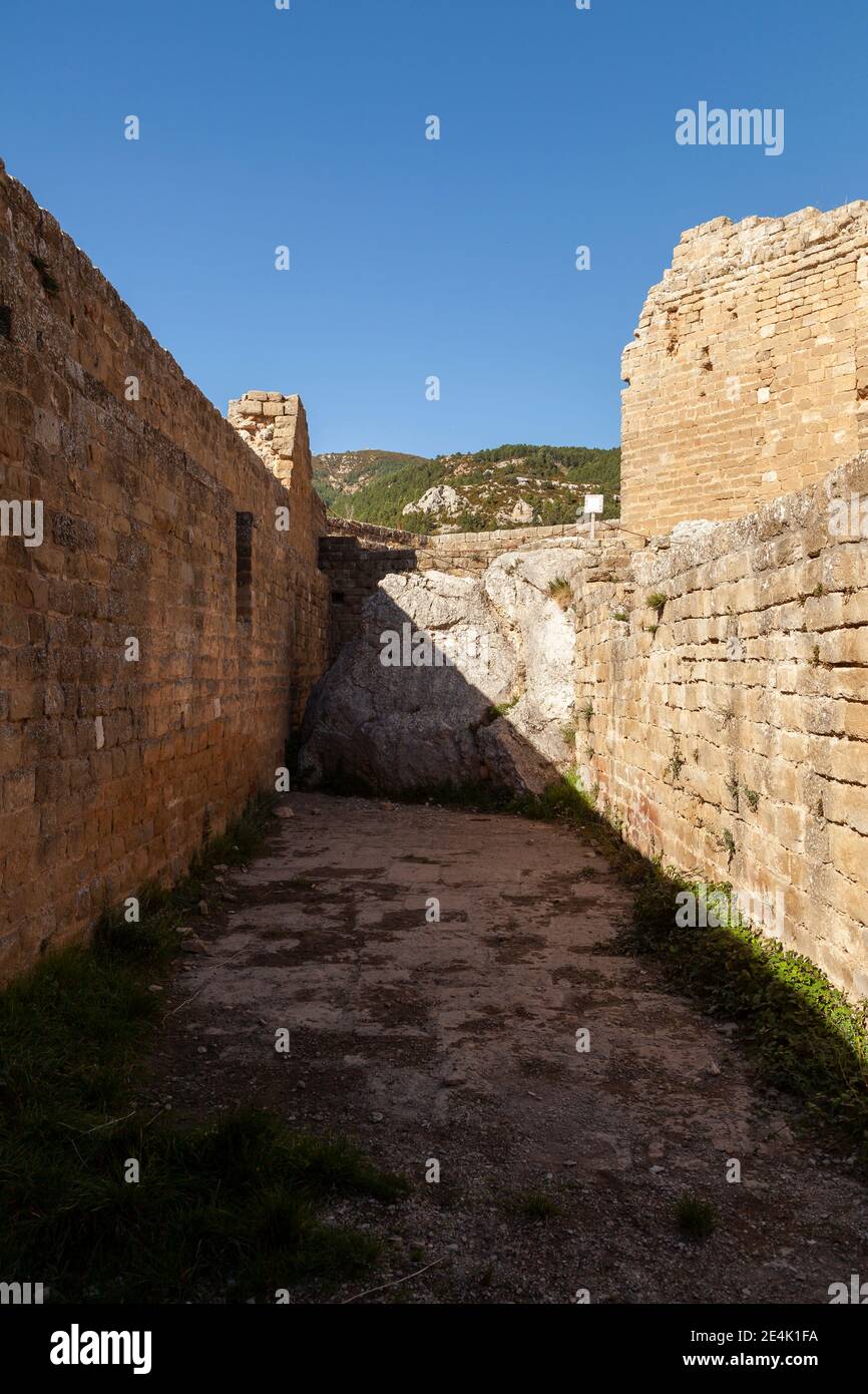 Interior wall of the medieval Castle of Loarre, Aragonese castle from ...