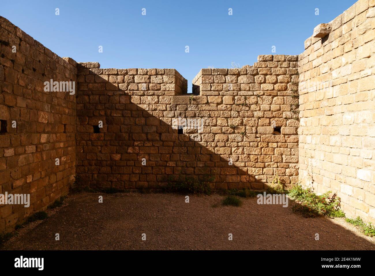 Defensive wall of the medieval Castle of Loarre, Aragonese castle from ...