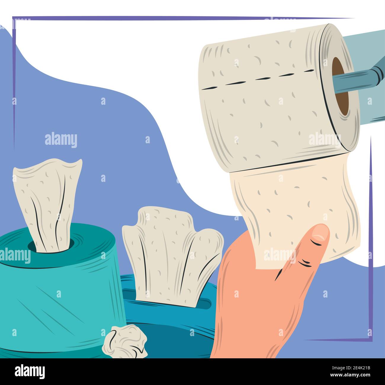 hand with toilet paper and tissue paper hygiene design vector ...