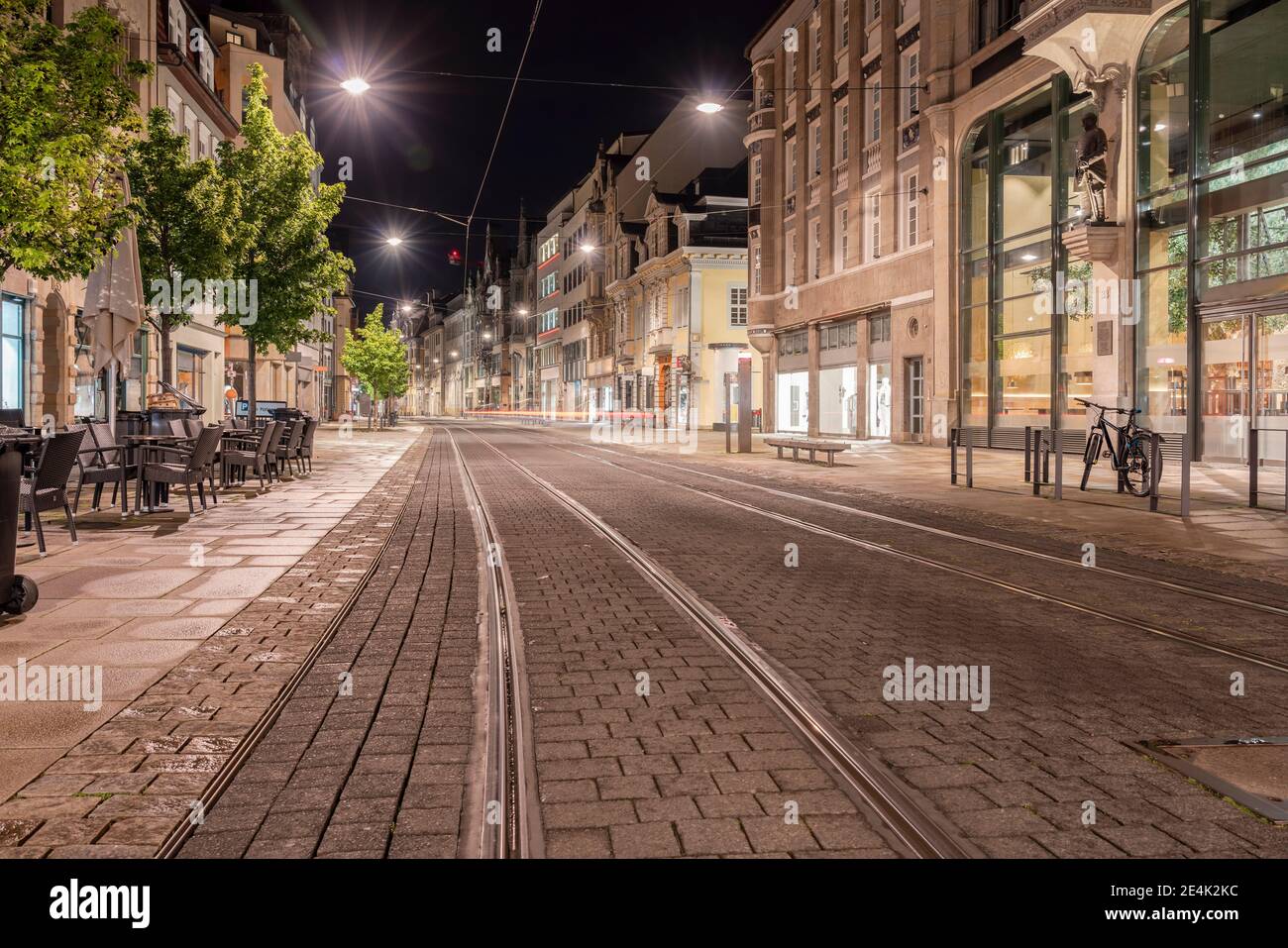 Germany, Erfurt, Anger square with Angermuseum at night Stock Photo - Alamy