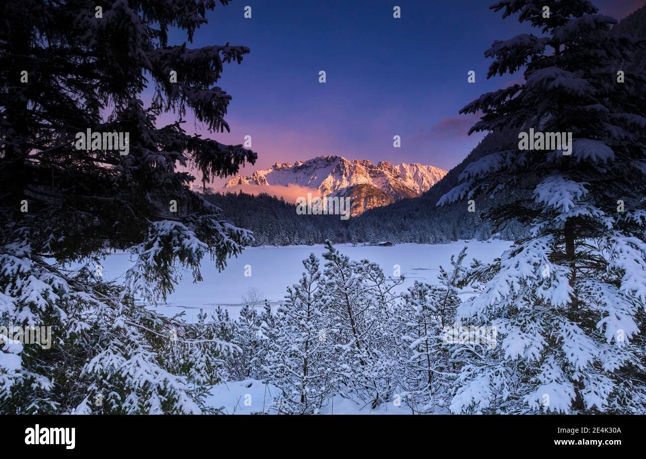 Snow sunset trees hi-res stock photography and images - Alamy