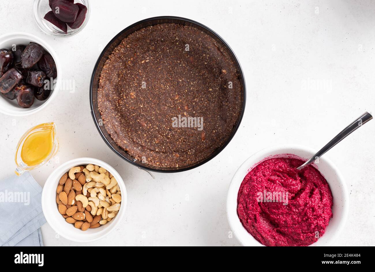 flat lay composition with ingredients for cooking vegan beetroot cake ...