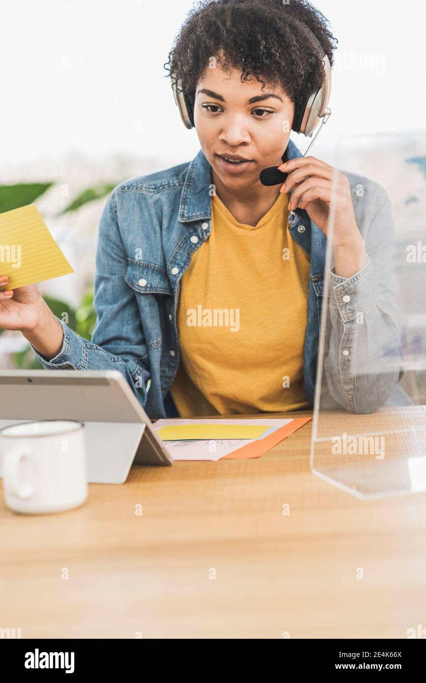 Working home computer with headset hi-res stock photography and images ...
