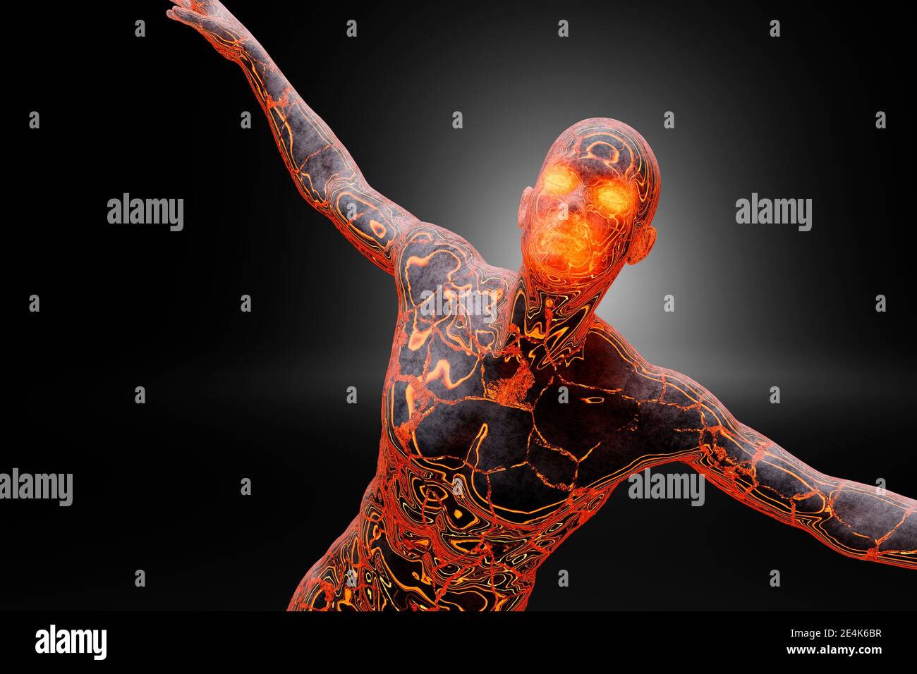 3D illustration of levitating male character with arms outstretched ...