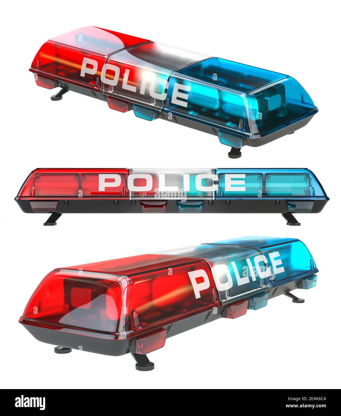 Police car siren emergency light isolated on white background. 3d ...