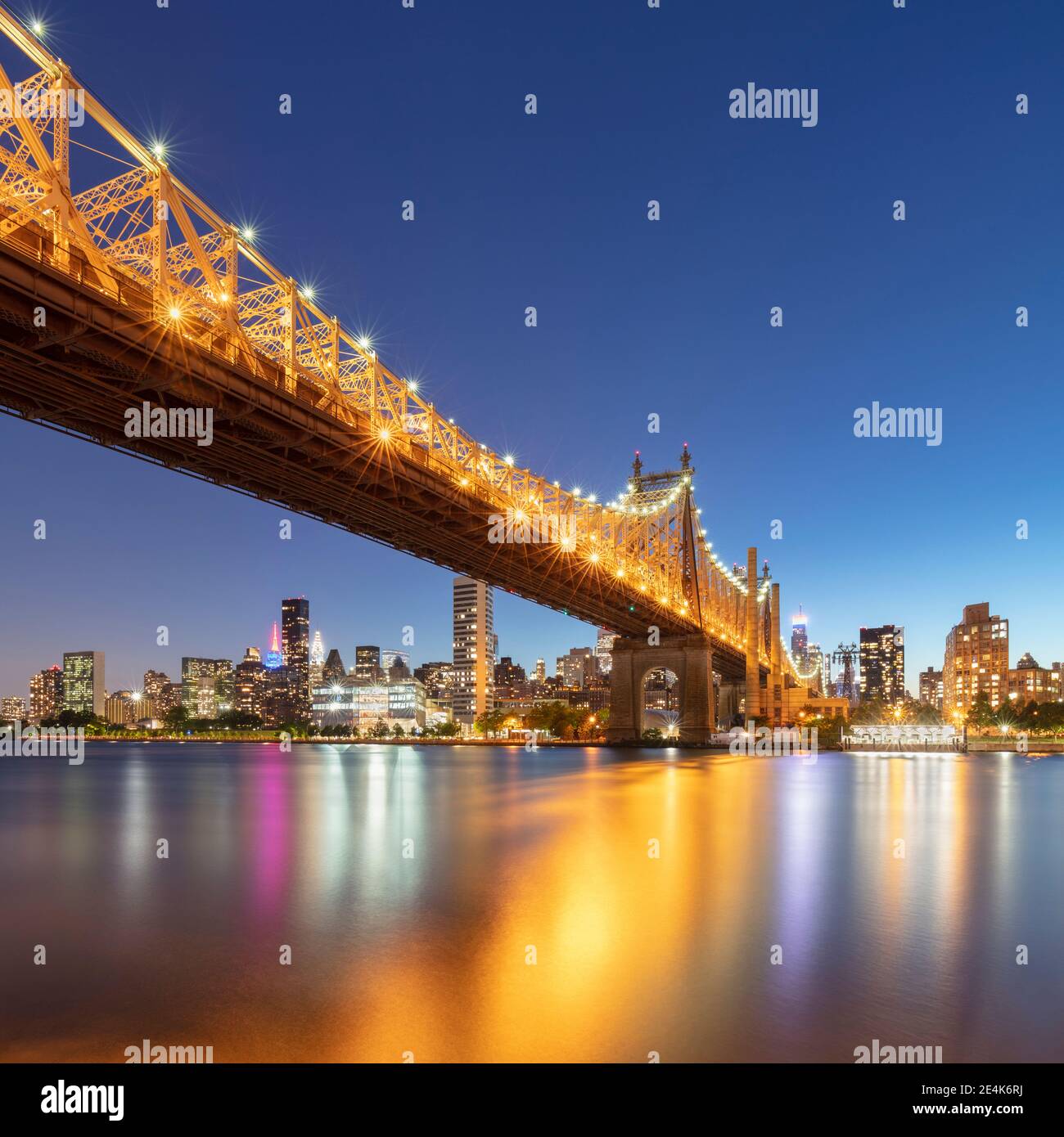 Ed koch queensboro bridge illuminated night hi-res stock photography ...