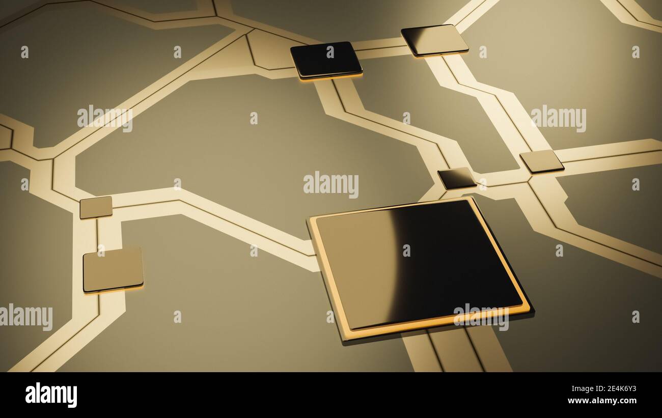 CPU central processing unit on circuit board with connections, ai ...