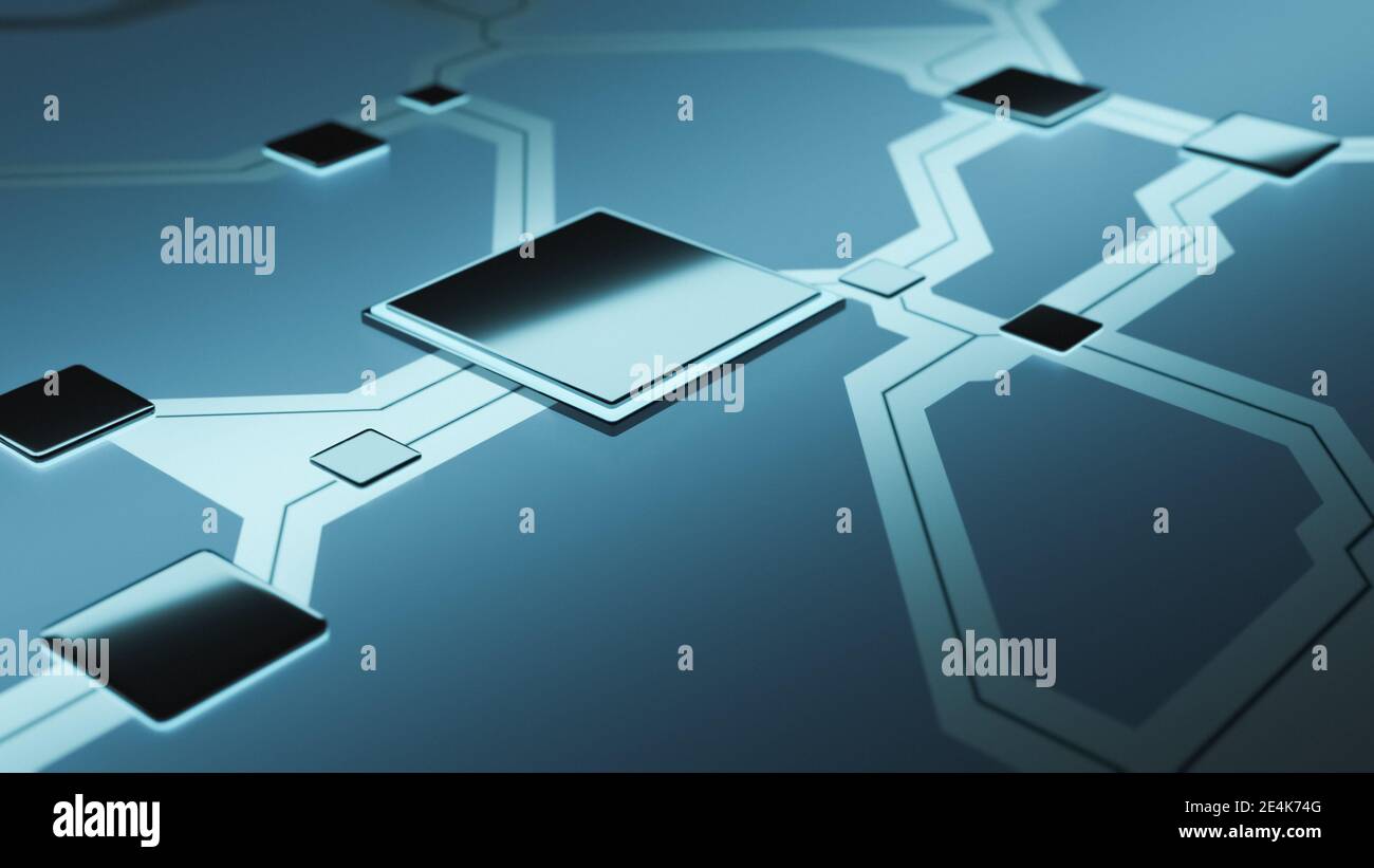 CPU central processing unit on circuit board with connections, ai ...