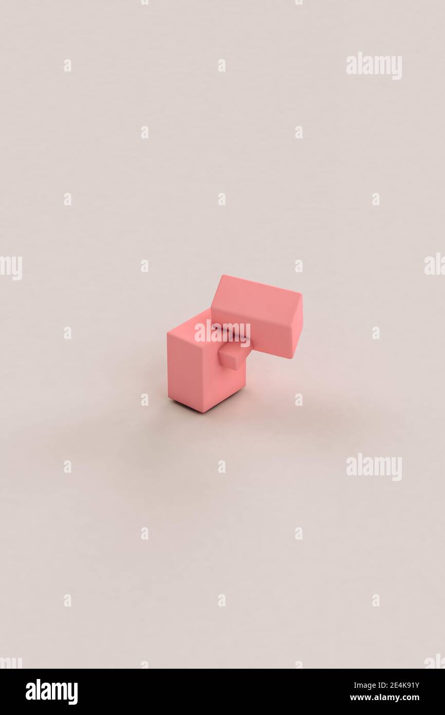 Three dimensional render of pink cuboids attached together Stock Photo ...