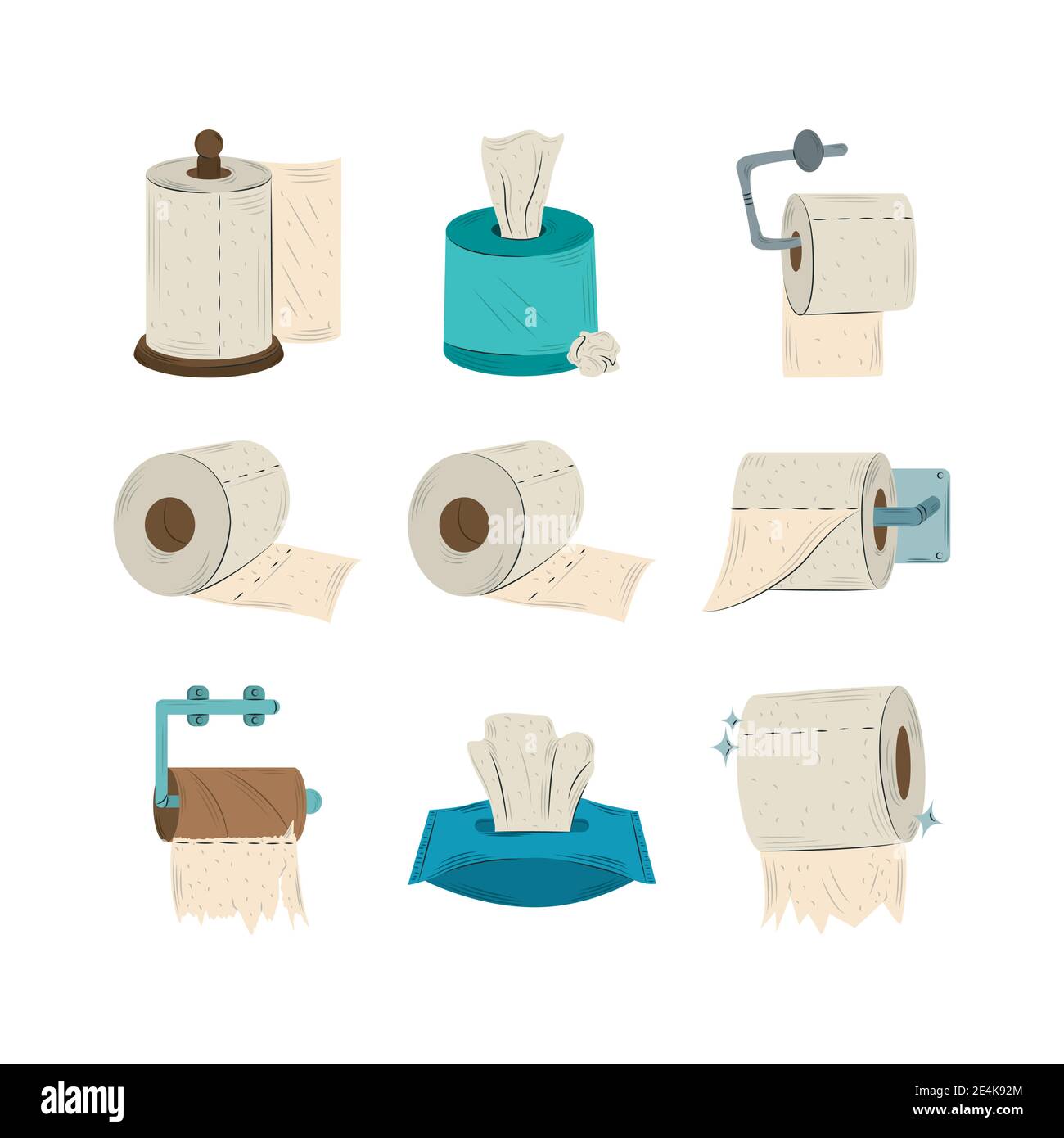 collection of different groups of toilet paper rolls vector ...