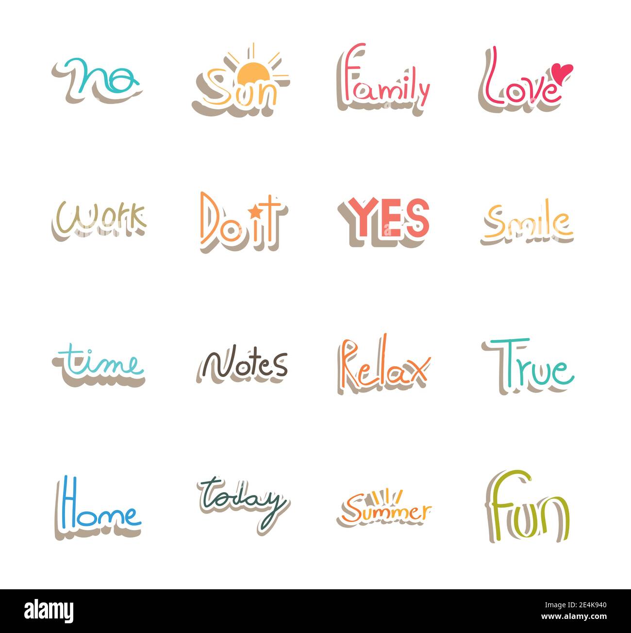 Cute stickers bundle design, message positive badge and ornament theme ...