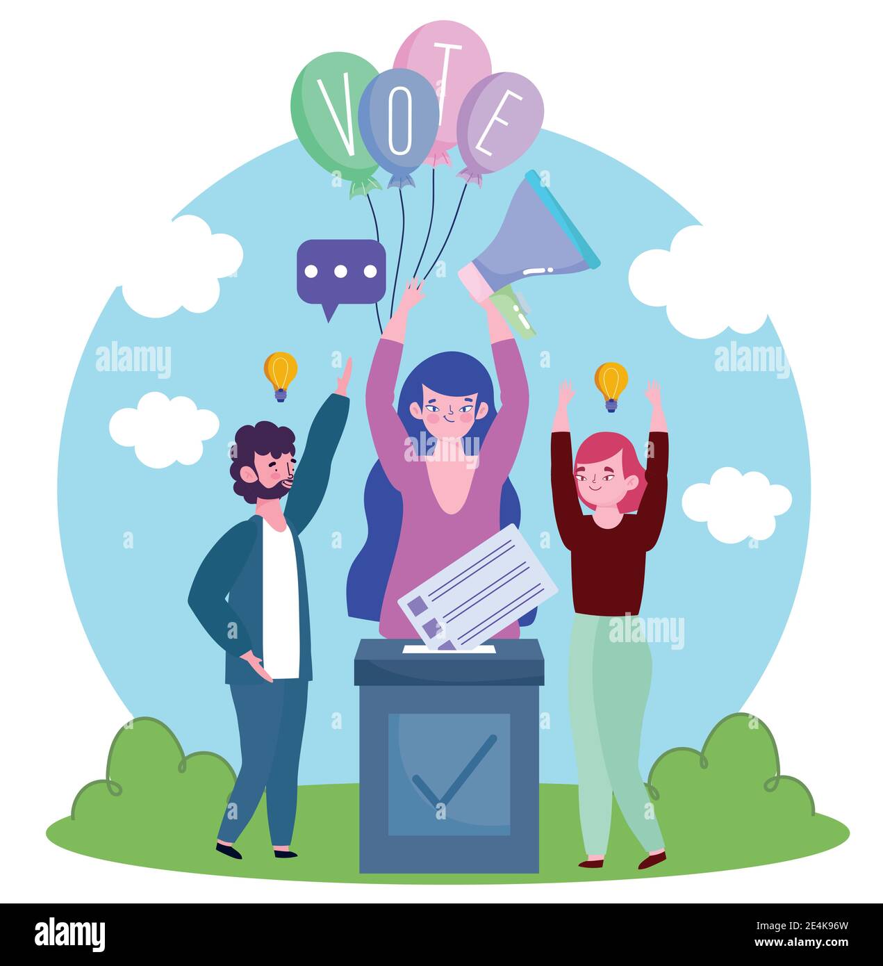 people vote, election campaign ballot box cartoon vector illustration ...