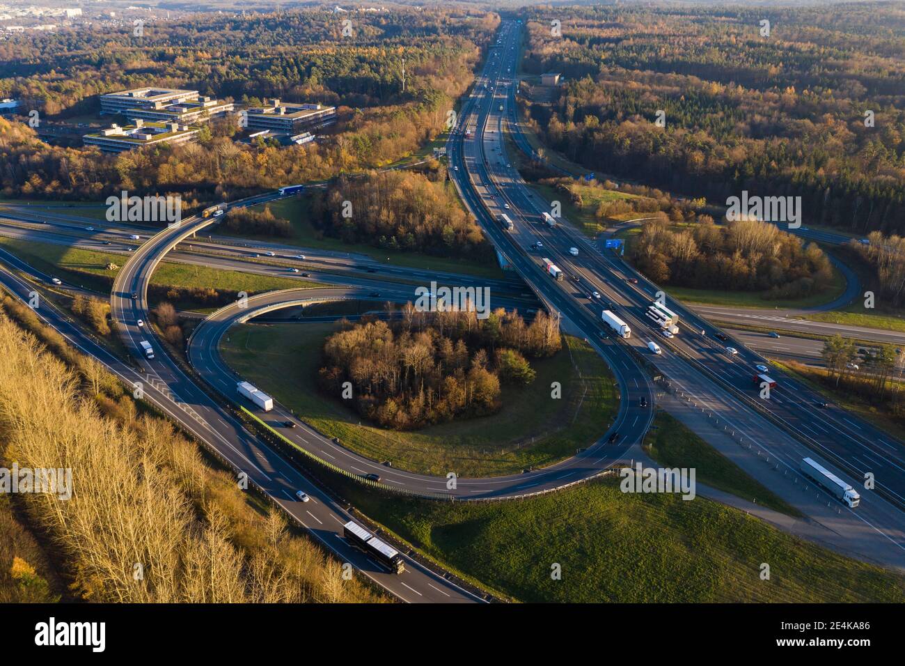 Aerial view traffic bundesautobahn 8 dusk hi-res stock photography and ...