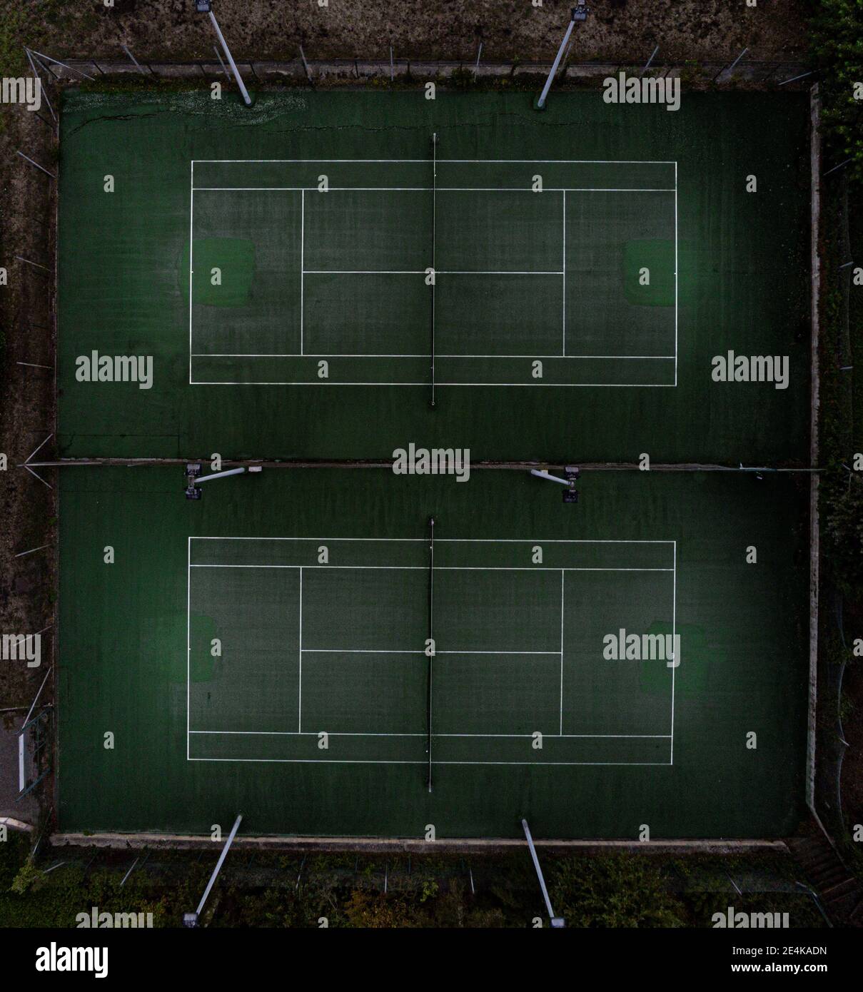 A vertical top view of two tennis courts Stock Photo - Alamy