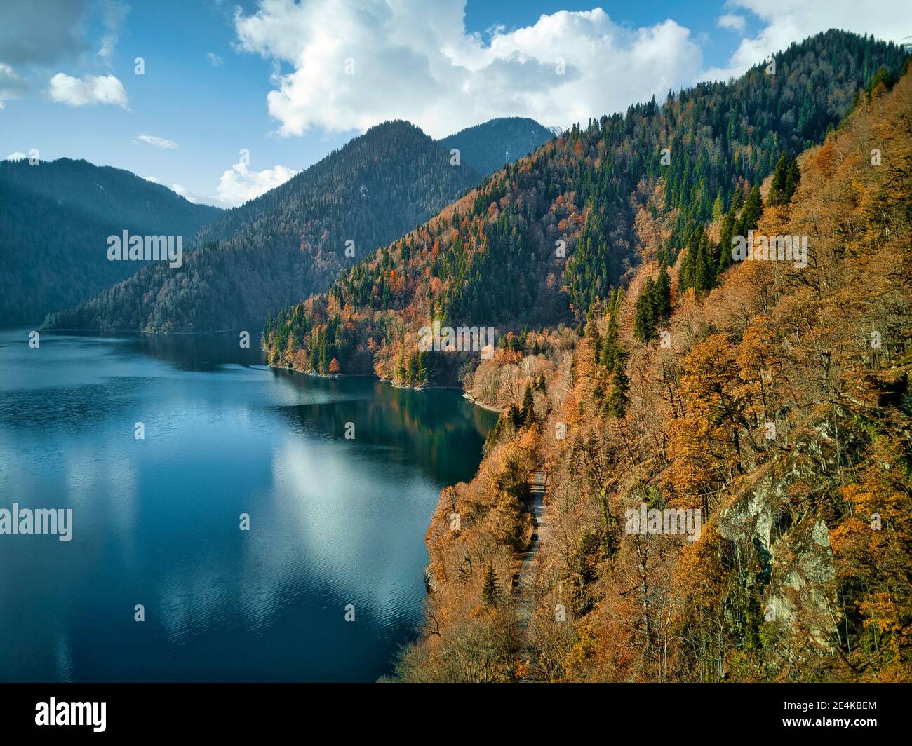 Aerial view lake surrounded mountains hi-res stock photography and ...