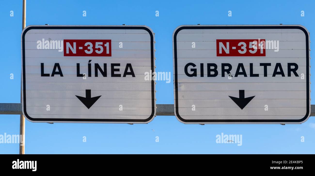 A close up view of highway road sign in Gibraltar Stock Photo - Alamy