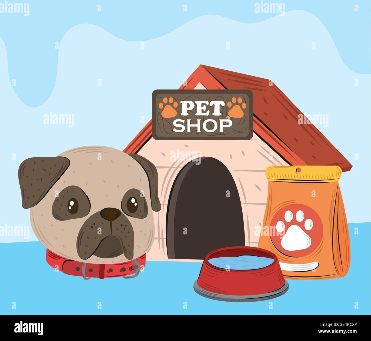 pet shop, puppy food house and house design vector illustration Stock ...