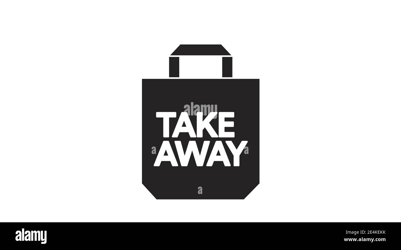 Vector Isolated Black and White Take Away Bag Icon or Sign Stock Vector ...