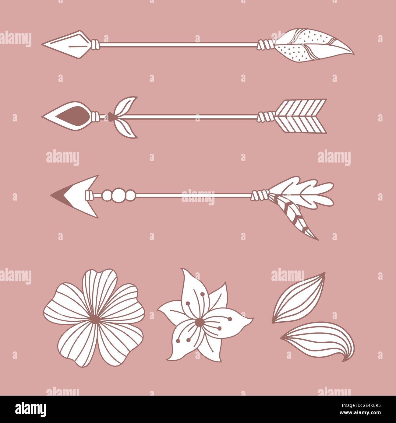 native arrows flowers ornament boho and tribal style vector ...